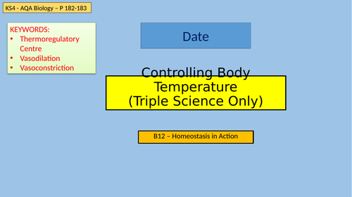 B12.1 Controlling Body Temperature | Teaching Resources