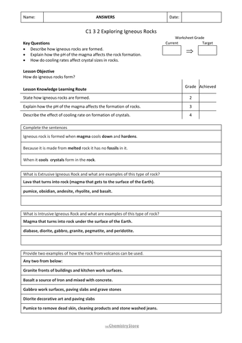 KS3 Chemistry AQA C1 3 2 Exploring Igneous Rocks Lesson Bundle ...