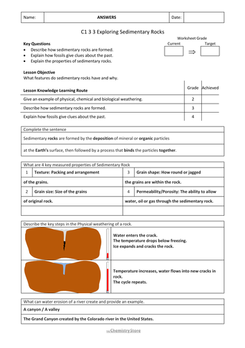 KS3 Chemistry AQA C1 3 3 Exploring Sedimentary Rocks Lesson Bundle ...