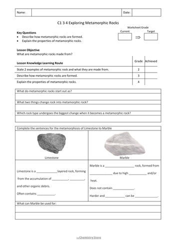 KS3 Chemistry AQA C1 3 4 Exploring Metamorphic Rocks Lesson Bundle ...