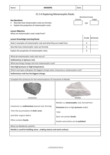 KS3 Chemistry AQA C1 3 4 Exploring Metamorphic Rocks Lesson Bundle ...