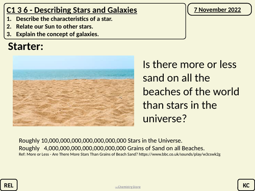 KS3 Chemistry AQA C1 3 6 Describing Stars and Galaxies Lesson Bundle ...