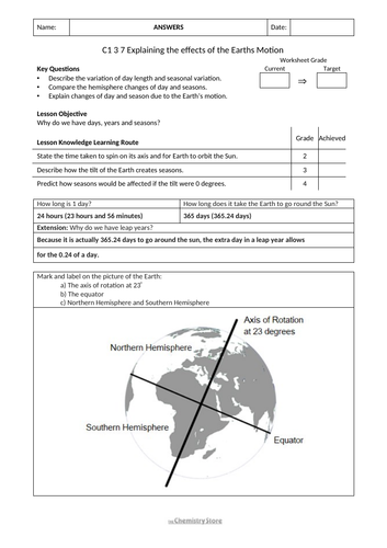 KS3 Chemistry AQA C1 3 7 Explaining the Effects of the Earths Motion ...