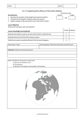 KS3 Chemistry AQA C1 3 7 Explaining the Effects of the Earths Motion ...