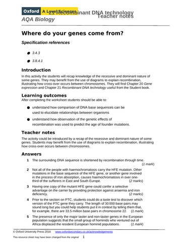 AQA A level Biology – 3.8 The control of gene expression - 1 Mutations ...