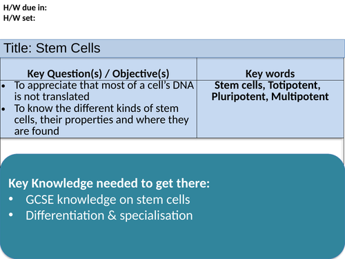 AQA A level Biology – 3.8 The control of gene expression - 2 Stem cells ...