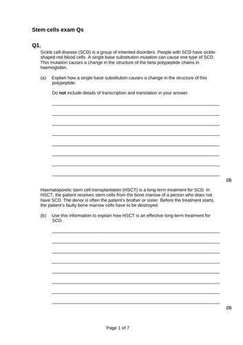 AQA A level Biology – 3.8 The control of gene expression - 2 Stem cells ...