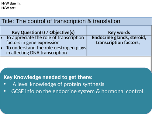 AQA A level Biology – 3.8 The control of gene expression -3 Reg of ...