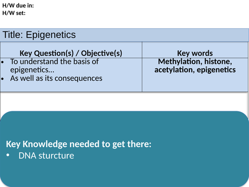 AQA A level Biology – 3.8 The control of gene expression -4 Epigenetics ...