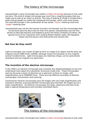 AQA GCSE Biology B1.01 World of Microscopes | Teaching Resources