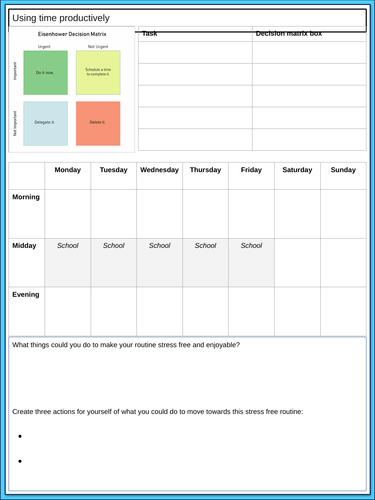 Managing my Time + Exams | Teaching Resources