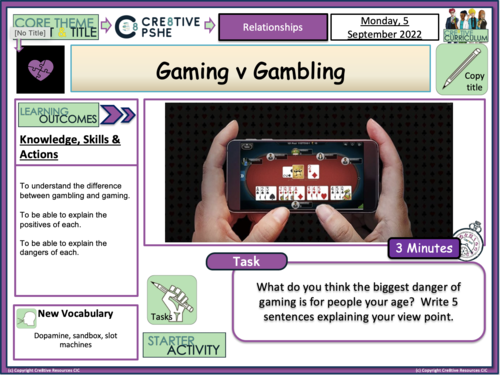 Gaming v Gambling | Teaching Resources