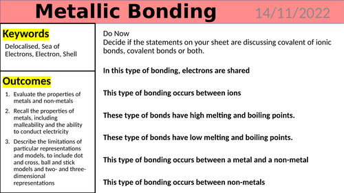 KS4 Science - Metallic Bonding | Teaching Resources