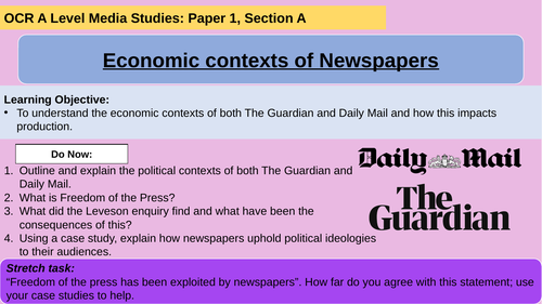 OCR A Level Media Studies - Newspaper Contexts | Teaching Resources OCR A Level Media Studies - Newspaper Contexts | Teaching Resources