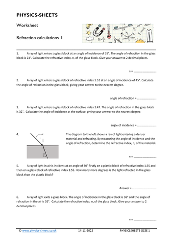 GCSE/IGCSE Refraction Questions and Answers | Teaching Resources