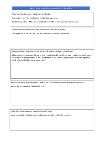 Children in Need/charity - persuasive letter to Head teacher | Teaching ...