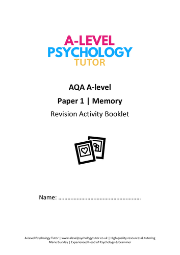 Memory | Revision activity booklet | AQA Psychology | Teaching Resources