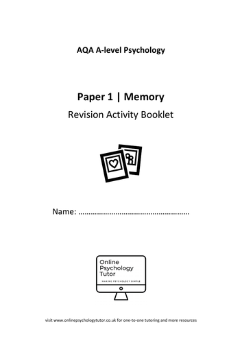Memory | Revision activity booklet | AQA Psychology | Teaching Resources