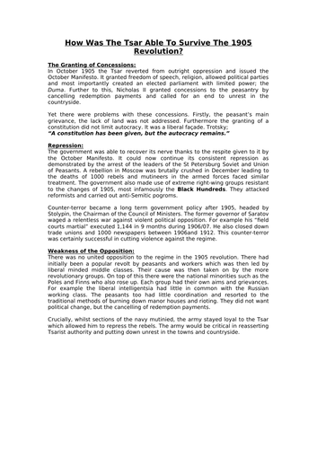 October Manifesto - Consequence of the 1905 Russian Revolution ...