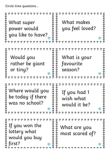 Circle Time Question Cards | Teaching Resources