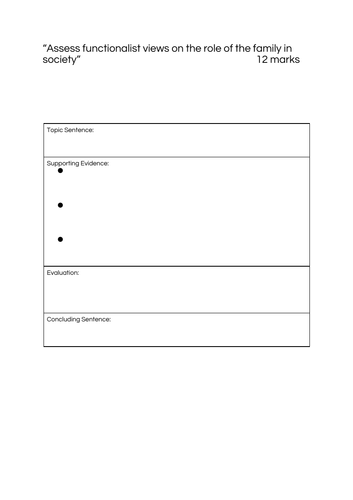 GCSE Sociology- Functionalism & Families | Teaching Resources