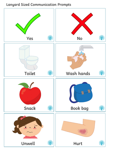 Lanyard Size Communication Prompt Cards | Teaching Resources