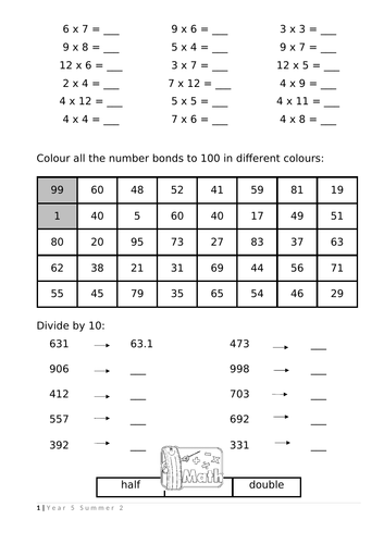 Year 5 Mental Maths workbook Summer 2 | Teaching Resources