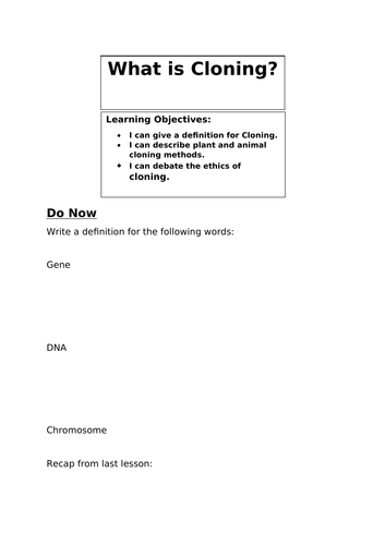 Cloning | Teaching Resources