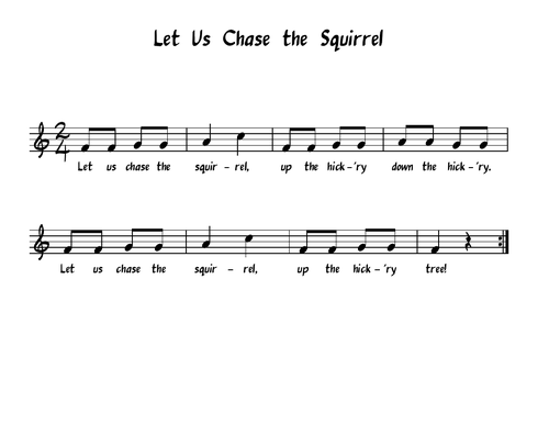 Let Us Chase the Squirrel - Boomwhacker Play Along Video and Sheet ...