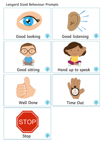 Lanyard Sized Behaviour Prompt Cards | Teaching Resources
