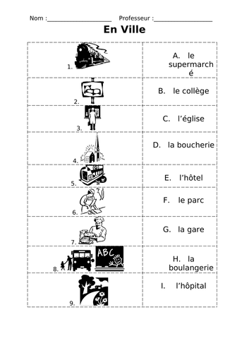 En ville updated with answers | Teaching Resources