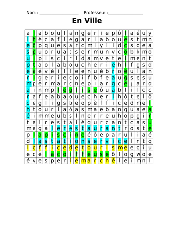 En ville updated with answers | Teaching Resources