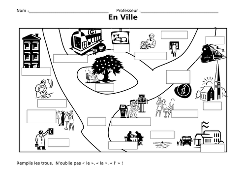 En ville updated with answers | Teaching Resources