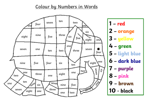 Elephant Colour by Numbers | Teaching Resources