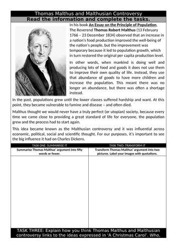 A Christmas Carol - Thomas Malthus & Extended writing practice ...