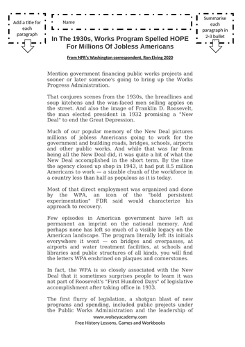 New Deal Guided Reading | WPA Benefits/Pro New Deal Argument – Wolsey ...