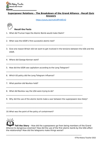 The Breakdown of the Grand Alliance - Editable Worksheets | Teaching ...