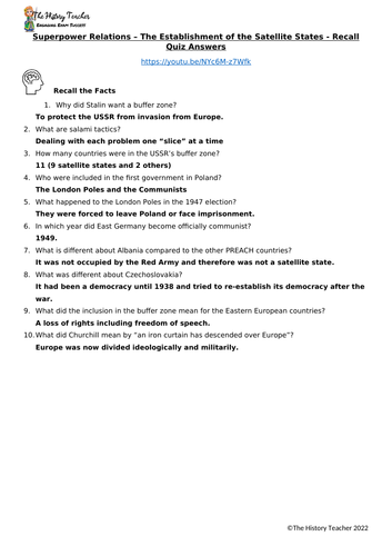 The Creation of the Satellite States - Editable Worksheets | Teaching ...