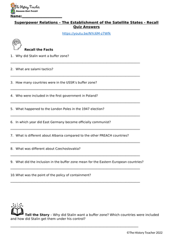The Creation of the Satellite States - Editable Worksheets | Teaching ...