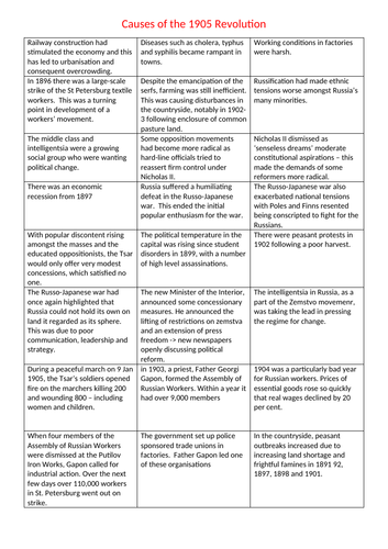 1905 Russian Revolution - Causes 2 - focus on immediate causes - Bloody ...
