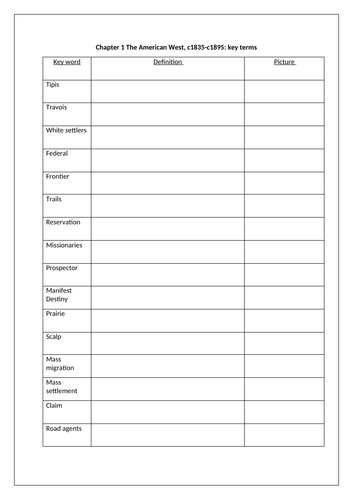 Edexcel 9-1 Lesson 1 introduction to the American West | Teaching Resources