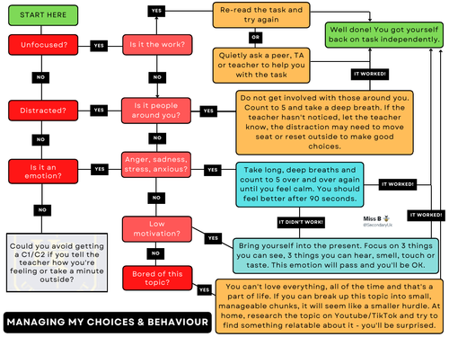 Behaviour flowchart for students to regulate emotions independently ...