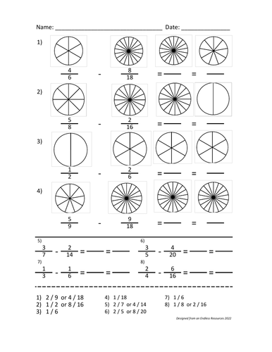 40+ Fraction Worksheets - Diagrams to help with add and subtract ...