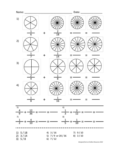 40+ Fraction Worksheets - Diagrams to help with add and subtract ...