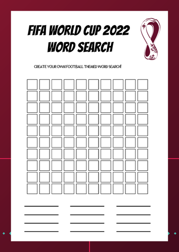 FIFA World Cup Teams Word Search Quiz Game. Football Activity Sheet and ...
