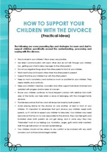 Supporting Children with Divorce - Family Support Tip Sheet | Teaching ...
