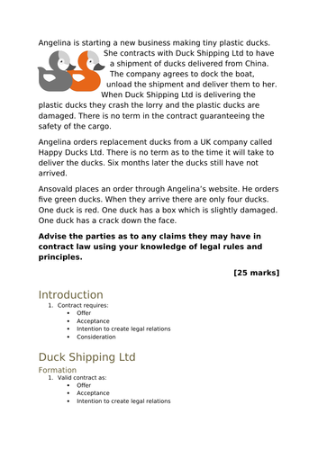 A-Level Law: Contract Law Implied Terms Scenario Question - Eduqas ...