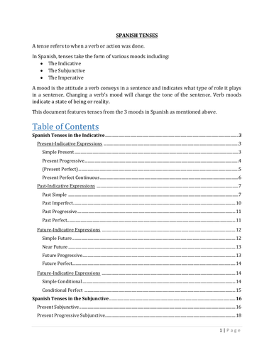 ALL SPANISH TENSES FOR IGCSE,IB, AS | Teaching Resources