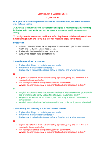 BTEC H&SC Level 3 Unit 7: Learning Aim D | Teaching Resources BTEC H&SC Level 3 Unit 7: Learning Aim D | Teaching Resources