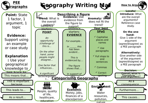 Geography GCSE Writing Mat | Teaching Resources